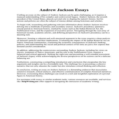 Andrew Jackson Essays | PDF