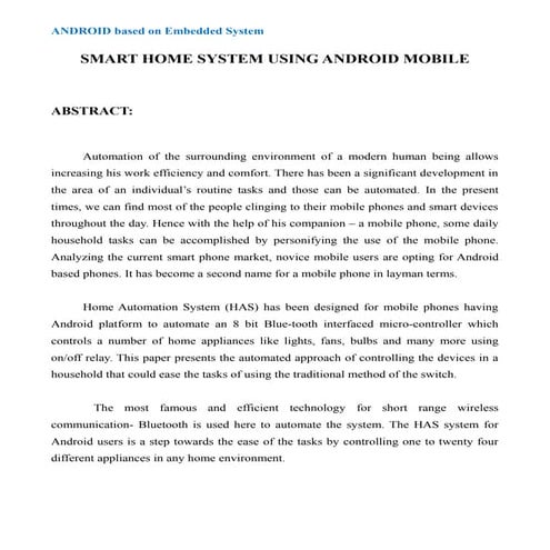 Andriod 3. smart home system using android mobile | PDF