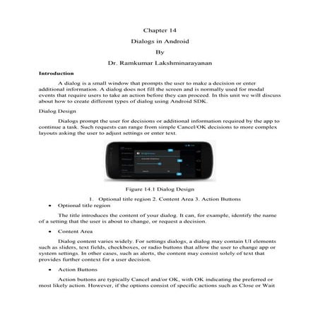 Android Dialogs In Android Chapter14 Pdf