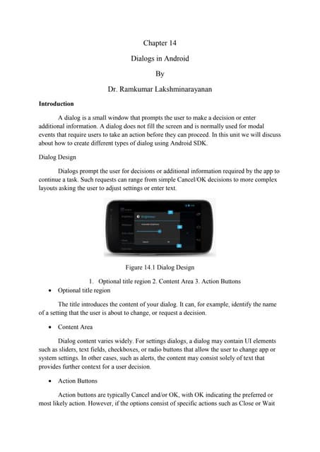Android Dialogs In Android Chapter14 Pdf