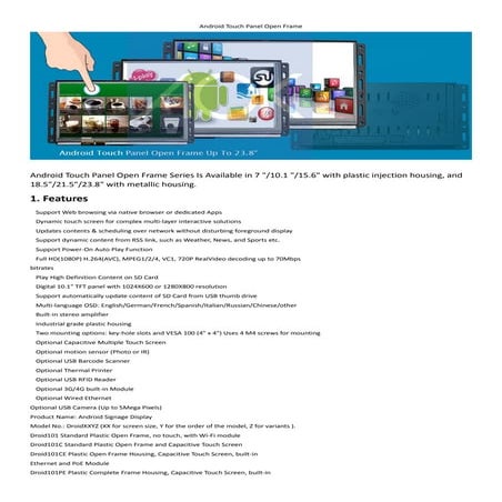 Android Touch Panel Open Framed Up To 24-inch | PDF