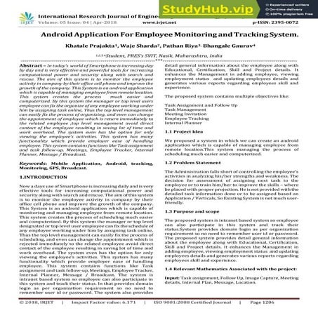 Android Application For Employee Monitoring And Tracking System | PDF