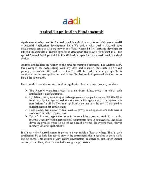 Android application fundamentals | PDF Android application fundamentals | PDF