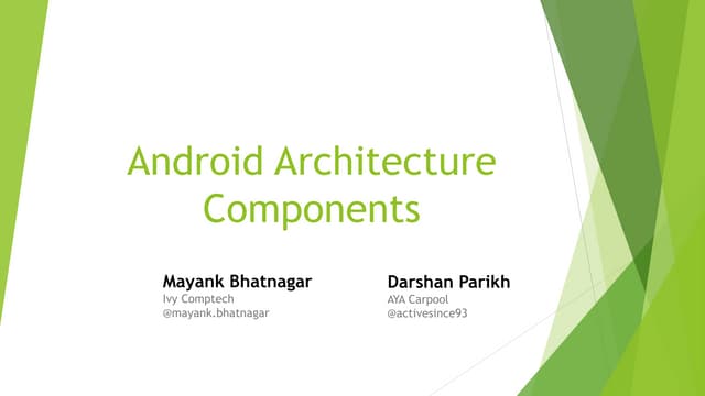 Android Architecture Components Ppt