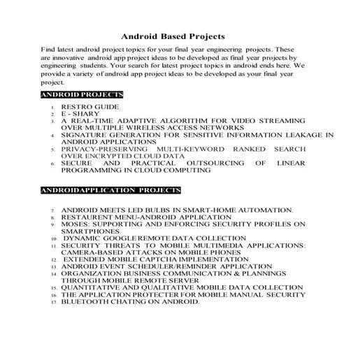 Android based projects | PDF