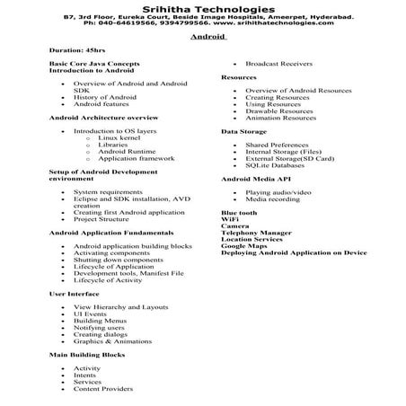 Android Classroom Training | PDF