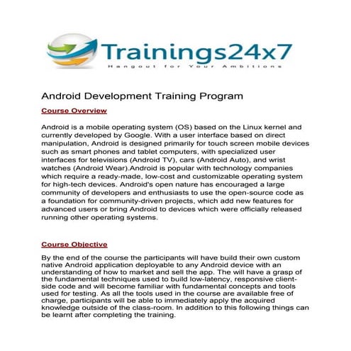 Android Development Training Program Pdf