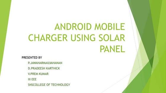 SOLAR MOBILE CHARGER | PPT | Home Utilities | Personal Finance