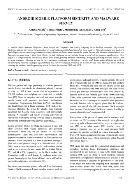Android Mobile Platform Security And Malware Survey Pdf