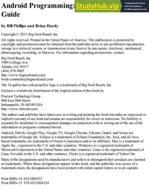 Android Programming The Big Nerd Ranch Guide Pdf Operating Systems Computer Software And