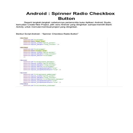 Android Spinner Radio Checkbox Button | PDF