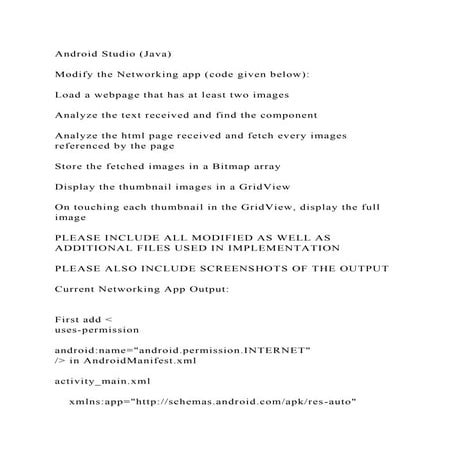 Android Studio (Java)Modify the Networking app (code given below.docx