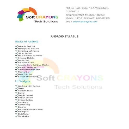 Android Training Institute, Ghaziabad | PDF
