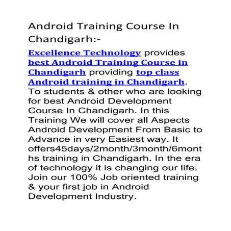 Android Training Course In Chandigarh | PDF | Operating Systems | Computer Software and Applications