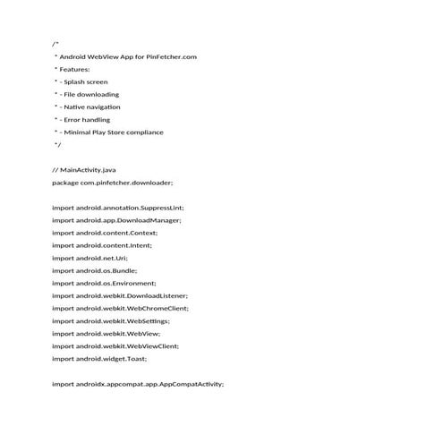 Android Mobile WebView App for PinFetcher | DOCX