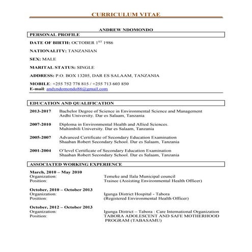 Andy CV | PDF
