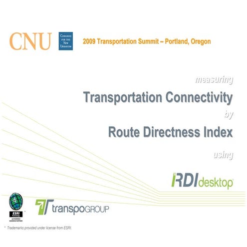 Andy Mortenson-Measuring Transportation Connectivity by RDI | PDF
