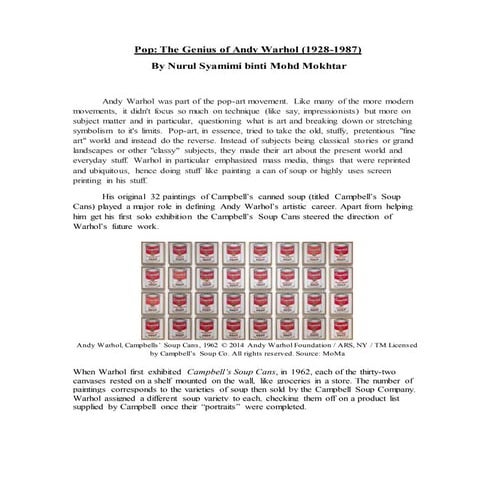 [Assignment/Research] Andy warhol | PDF