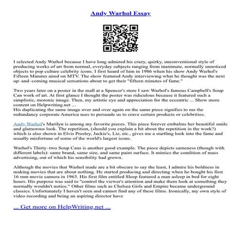 Andy Warhol Essay | PDF