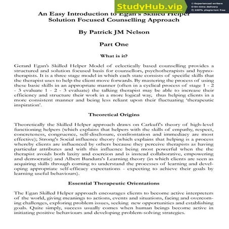 An Easy Introduction To Egan S Skilled Helper Solution Focused ...