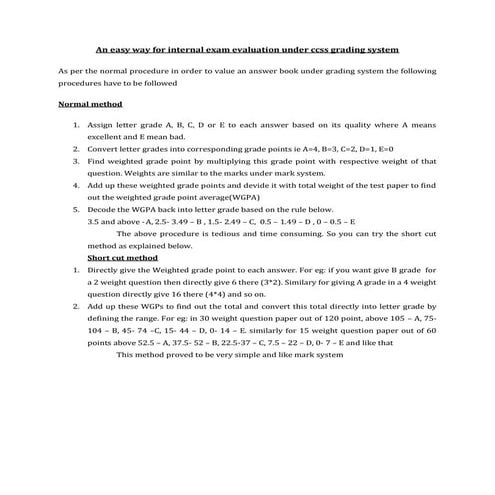 An easy way for internal exam evaluation (CCSS) | PDF