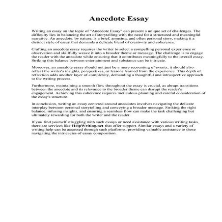 Anecdotes Examples For Essays. Capital Community College | PDF