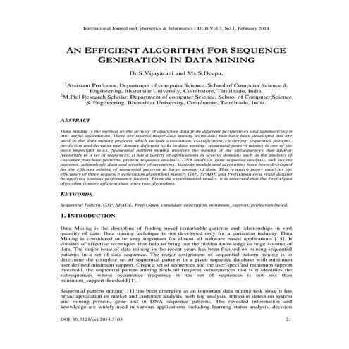 An Efficient Algorithm For Sequence Generation In Data Mining Pdf 3307
