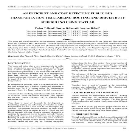 An efficient and cost effective public bus transportation timetabling routing and driver duty ...