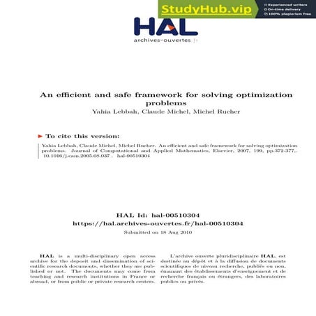 An Efficient And Safe Framework For Solving Optimization Problems Pdf