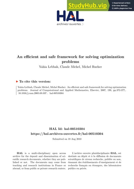 An Efficient And Safe Framework For Solving Optimization Problems Pdf