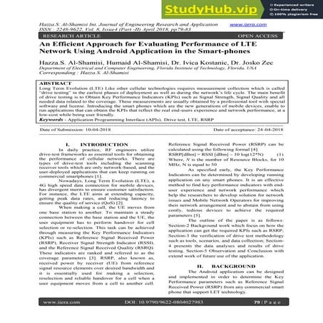 An Efficient Approach For Evaluating Performance Of LTE Network Using Android Application In The ...