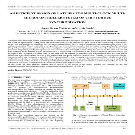 An efficient design of latches for multi clock multi-microcontroller system on chip for bus ...
