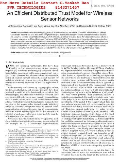 Modelling Of A Trust And Reputation Model In Wireless Networks Pdf