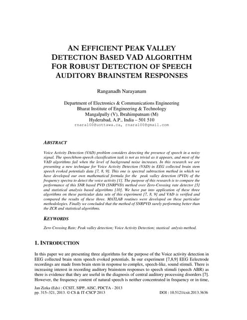 An Efficient Peak Valley Detection Based Vad Algorithm For Robust
