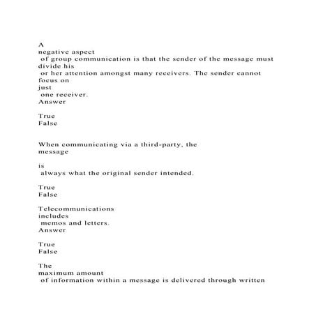A negative aspect of group communication is that the sender of.docx