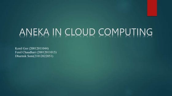 Introduction to Aneka, Aneka Model is explained | PPTX