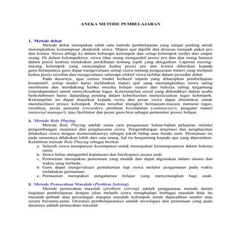 Metode pembelajaran | PDF