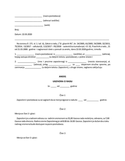 Ponuda za aneks rad od kuće | PDF