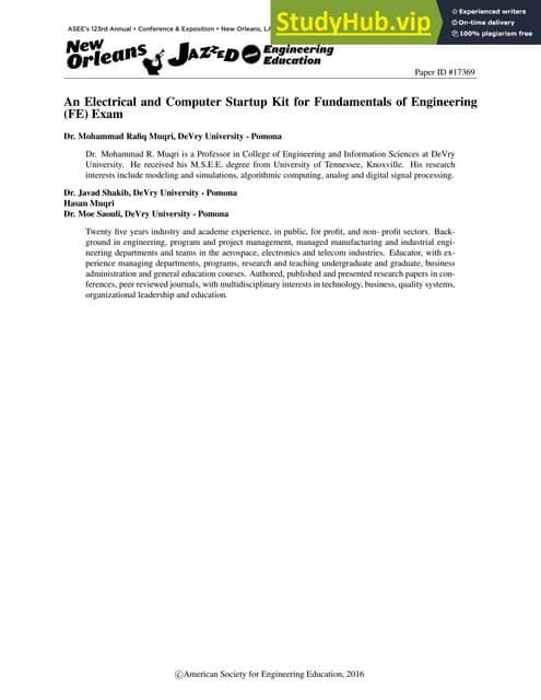 A Case for Early FE Exam Participation in Civil Engineering | PDF
