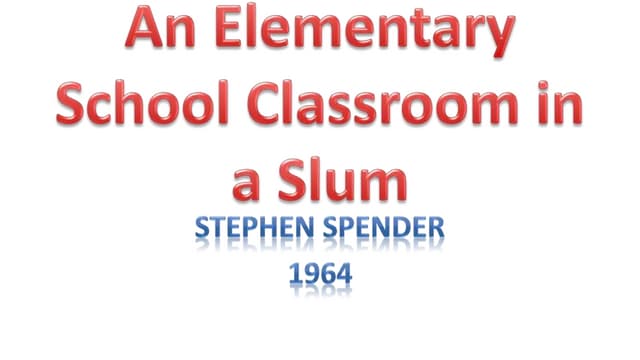 An elementary classroom in the slum | PPTX