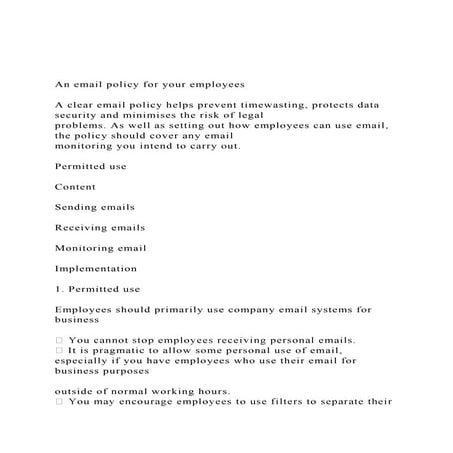 An email policy for your employeesA clear email policy hel.docx