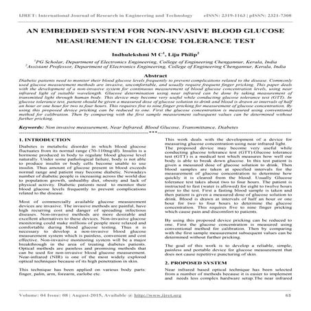 An embedded system for non invasive blood glucose measurement in ...