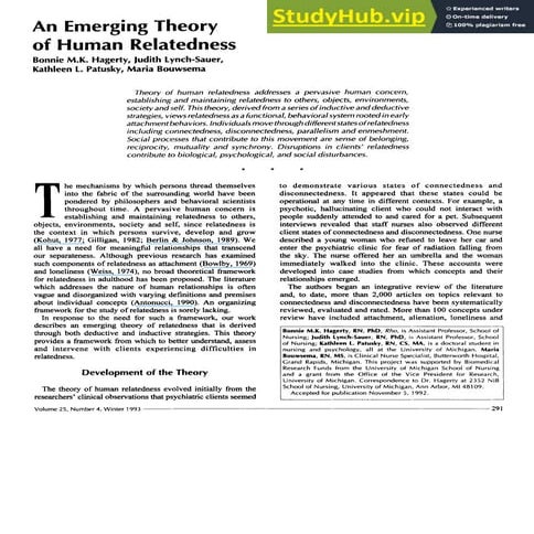 An Emerging Theory Of Human Relatedness | PDF