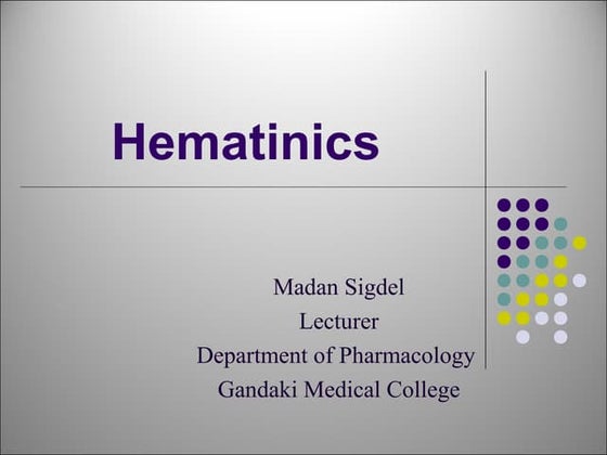 Haematinics | PPT | Blood Disorders | Diseases and Conditions