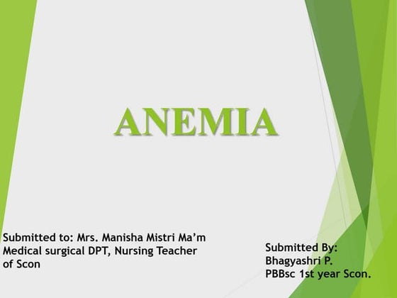 Anaemia- Classification, types, causes, pathophysiology, etiology | PPT