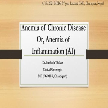 Anemia of Chronic Disease | PPTX