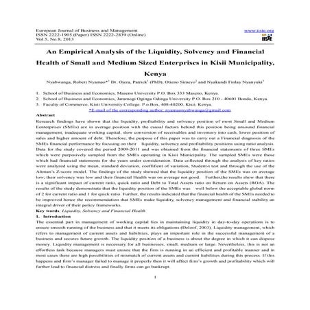 An empirical analysis of the liquidity, solvency and financial health ...