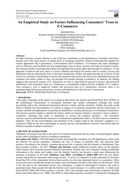 Understanding the Role of Customer Trust in E-Commerce | PDF