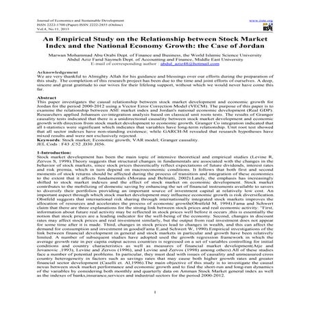 An empirical study on the relationship between stock market index and the national economy ...