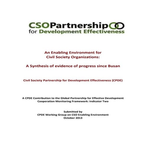 An enabliing environmet for cso a synthesis of evidence of progress ...